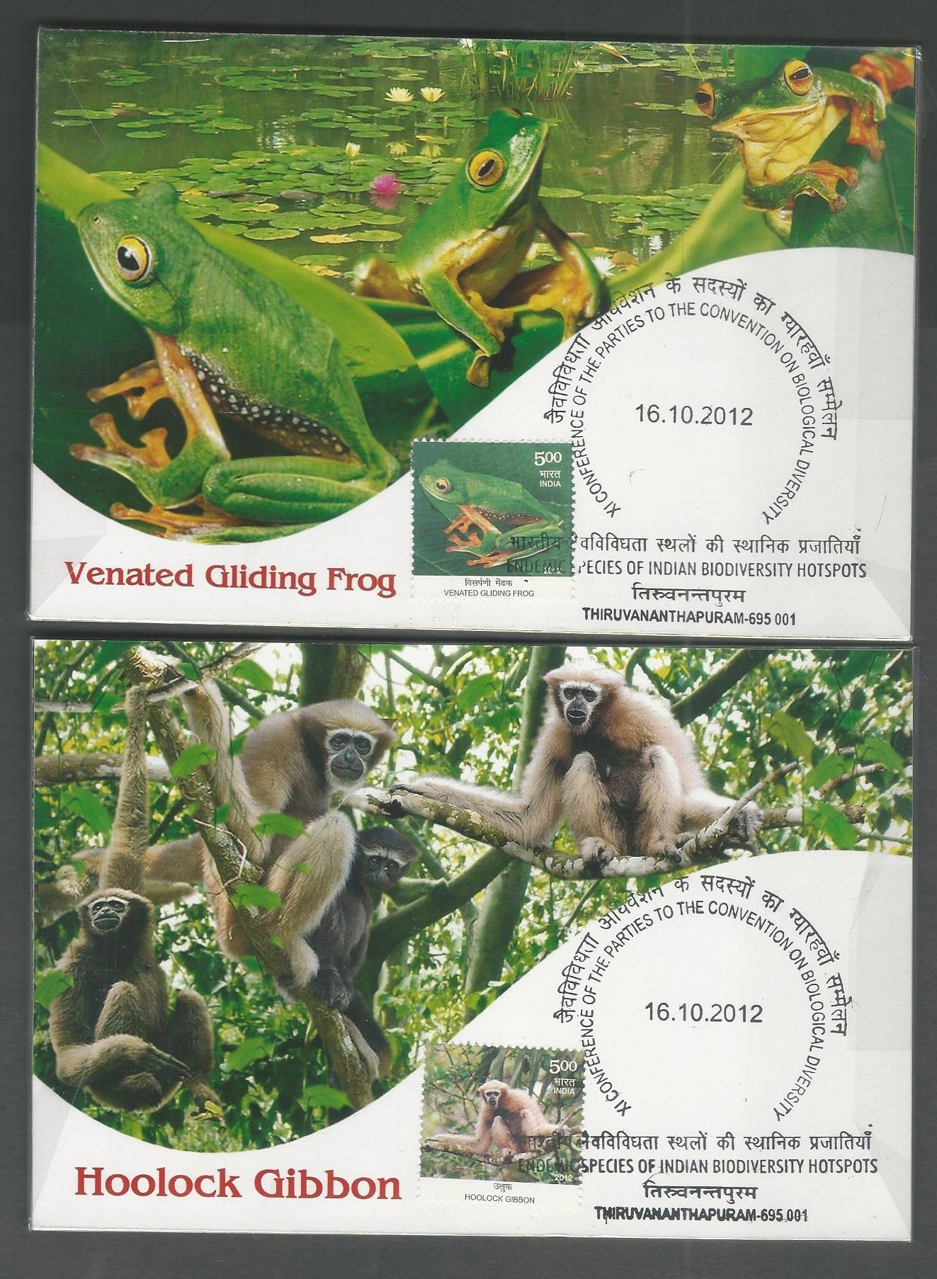 India Private Maxi Cards of Hoolock Gibbons 4 different ...