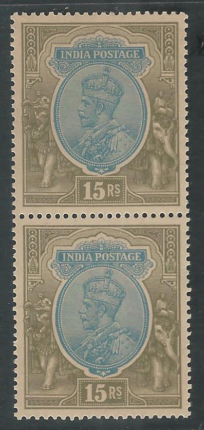 British India Stamps – King George V – Rs. 15 Pair with Multiple Star ...