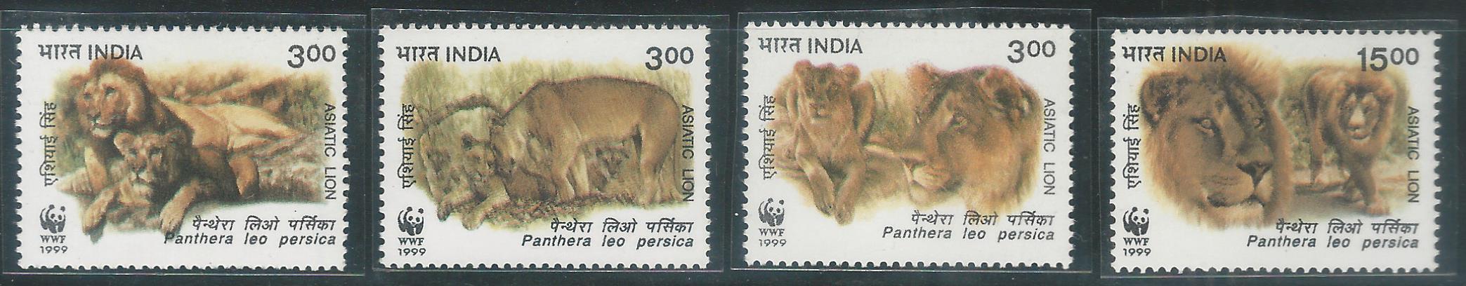India Stamps – WWF – Endangered species – Aisan Lions , Complete set of ...